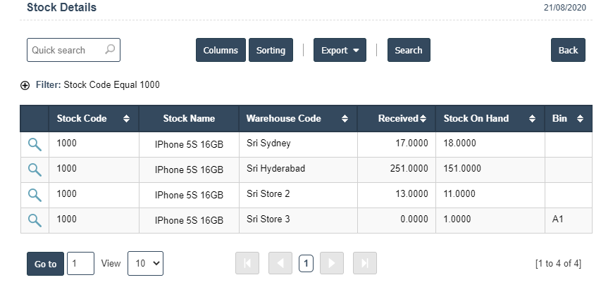 Stock On Hand | Sri Software