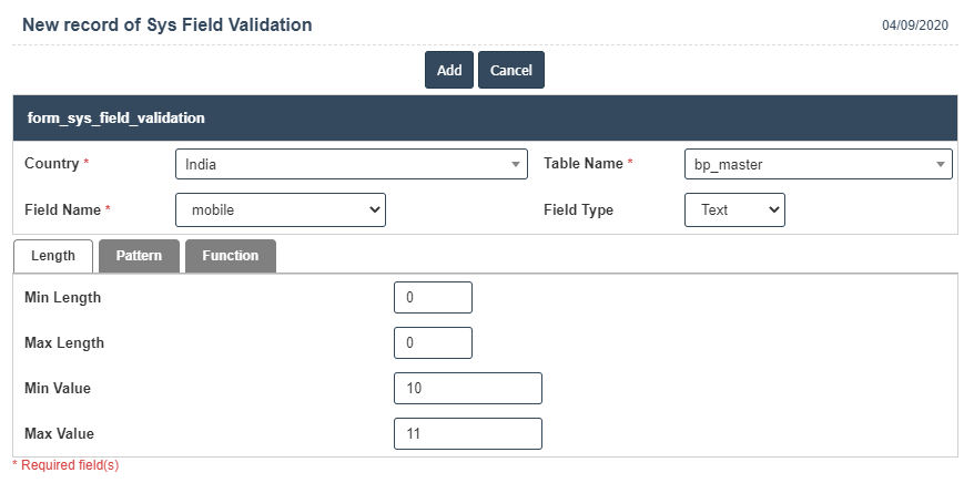 Field Validation | Sri Software