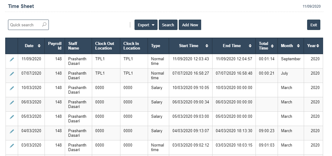 My Timesheet | Sri Software